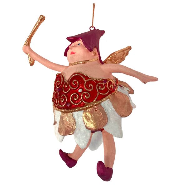 Christbaumschmuck Pummelelfe Figur "Dicke Elfe" Fee rot-weiß-gold Weih